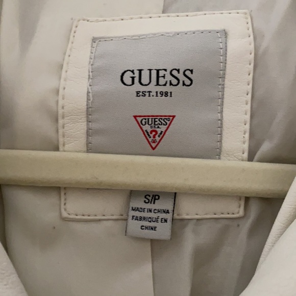 Guess | Jackets & Coats | Guess White Leather Jacket | Poshmark